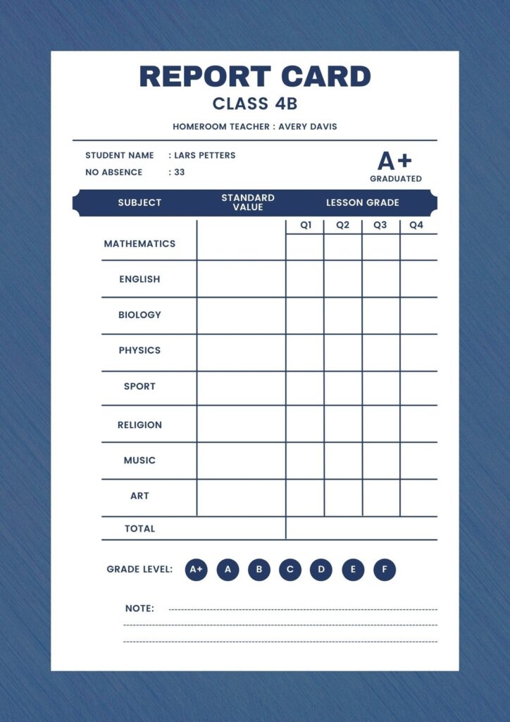 Printable Blank Report Card Template: Create Professional and ...